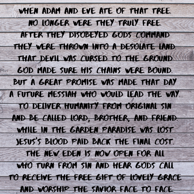 Poem: Paradise Lost Found in Christ – Conform to Jesus